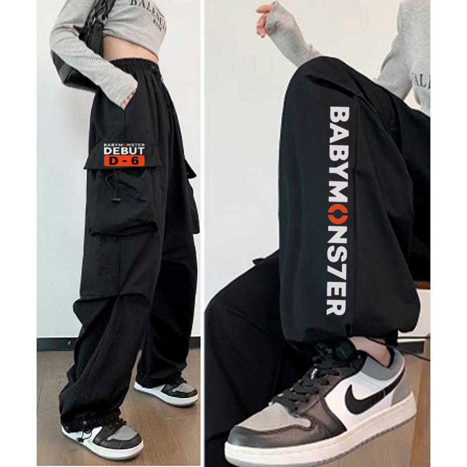 Jual celana baggy cargo gombrang komprang parasut panjang streetwear korean style unisex wanita ...