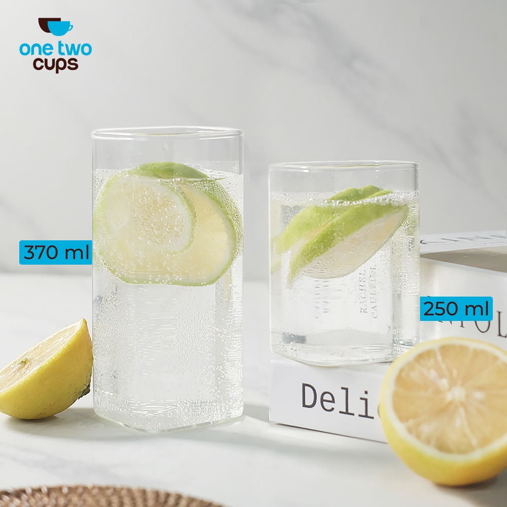 Jual ONE TWO CUPS Gelas Kaca Unik Square Kotak Estetik Estetika Minuman Borosilicate Glass ...