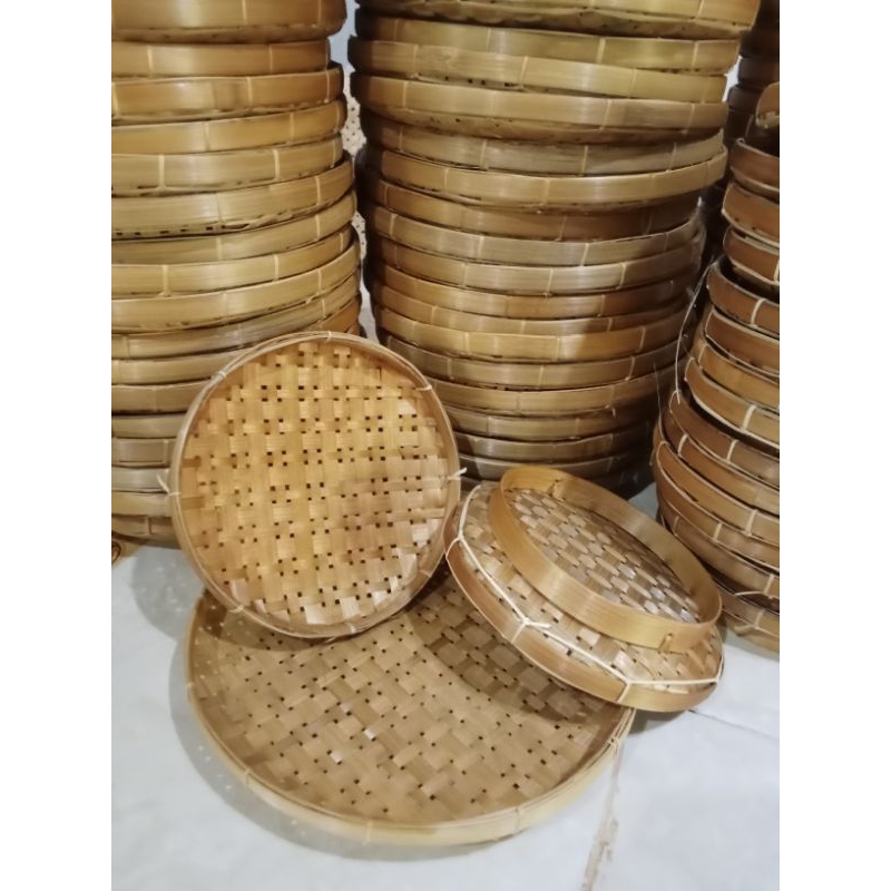 Jual piring bambu bulat/ tempat lalap, anyaman bambu | Shopee Indonesia