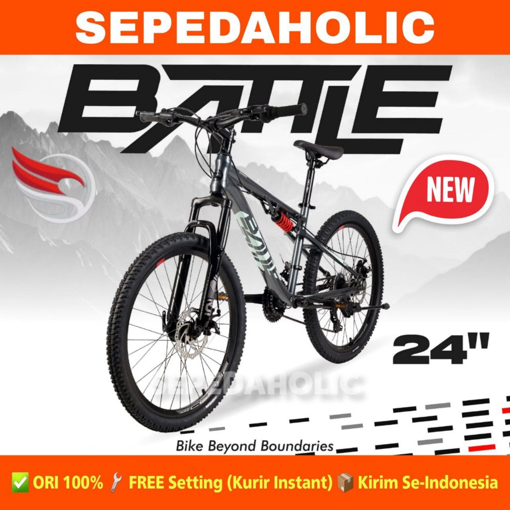 Jual Sepeda Gunung MTB ELEMENT BATTLE Ukuran 24 Inch Full Suspensi 21 Speed Rem Cakram Remaja ...