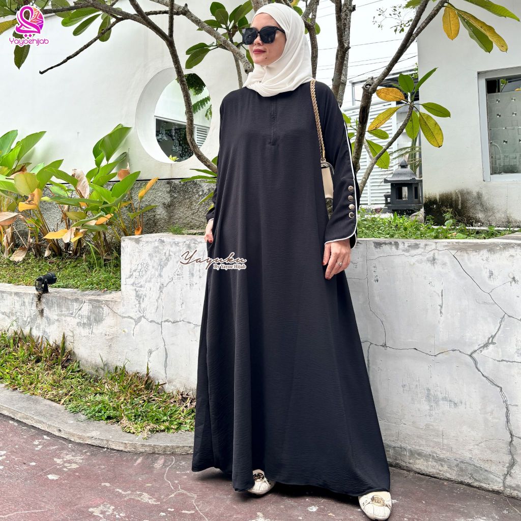 Jual Mecca Abaya Daily Basic Dress Gamis Batwing Busui Crinckle Kancing Wanita Muslimah Yayuku ...