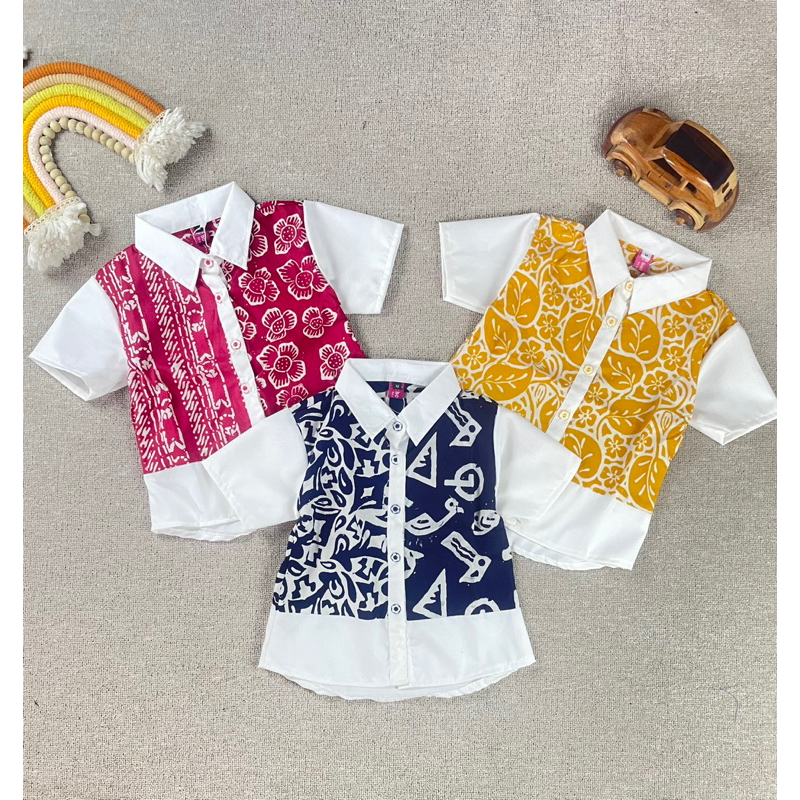 Jual BATIK KIDS BLUS ANAK SEKOLAH MONELA MERAH BIRU NAVY KUNING MUSTARD ...