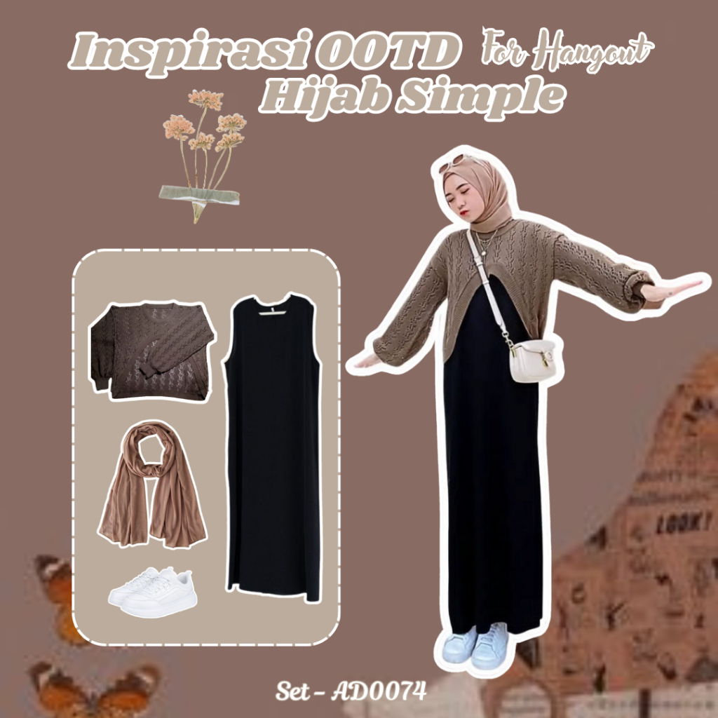 Jual Setelan Outfit Hijab Korean Looks 3 In 1 Set Wanita Kekinian OOTD ...