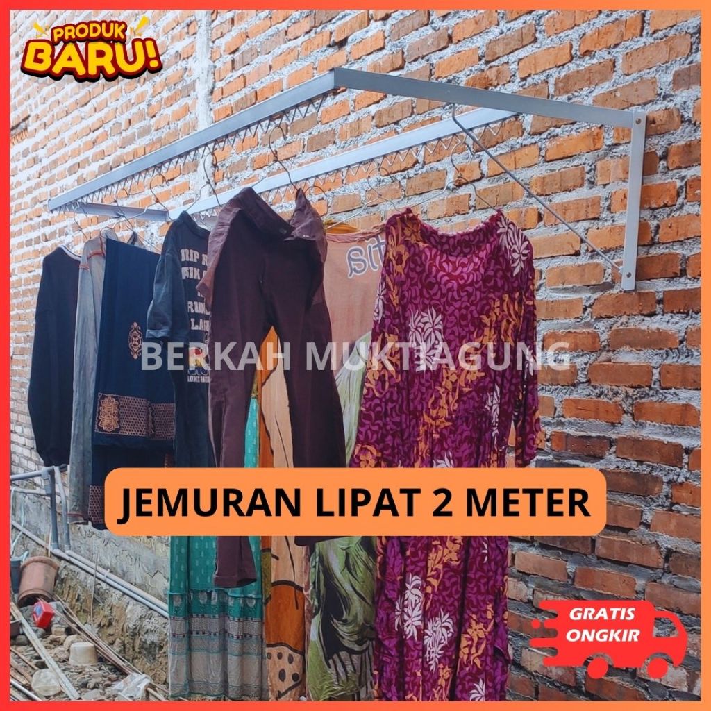 Jual Jemuran Baju Model Lipat Dinding Besi Panjang 2 Meter Warna Putih ...