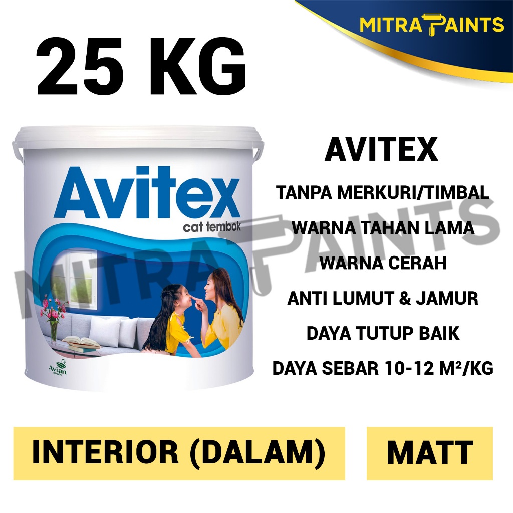 Jual CAT TEMBOK AVITEX INTERIOR 25 KG PAIL / AVIAN BISA REQUEST CUSTOM ...