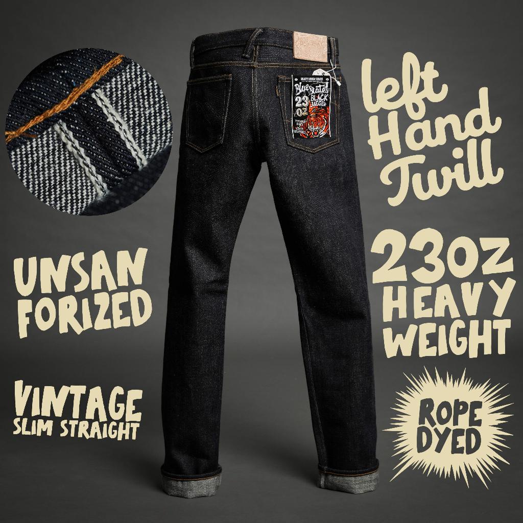 Jual Heavyweight Raw Selvedge Denim Pants - 23 oz Deep indigo Black ...