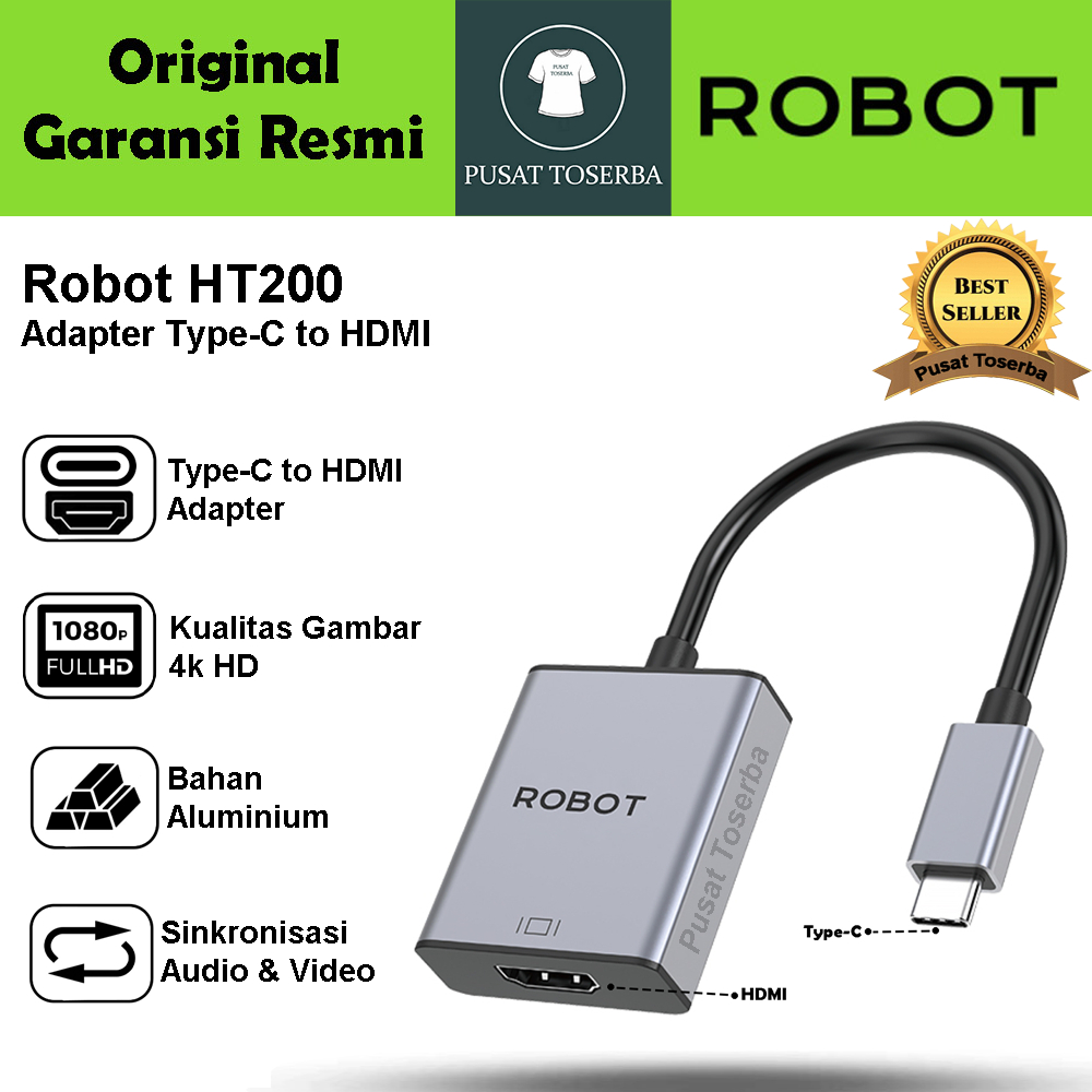 Jual Adapter Type-C to HDMI Robot HT200 USB-C to HDMI Hub Original Garansi | Shopee Indonesia