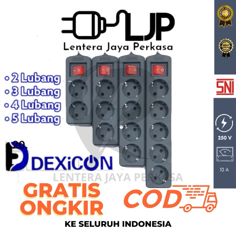 Jual DEXICON BLACK SERIES 2L 3L 4L 5L Stop Kontak Arde + Kabel Switch ...