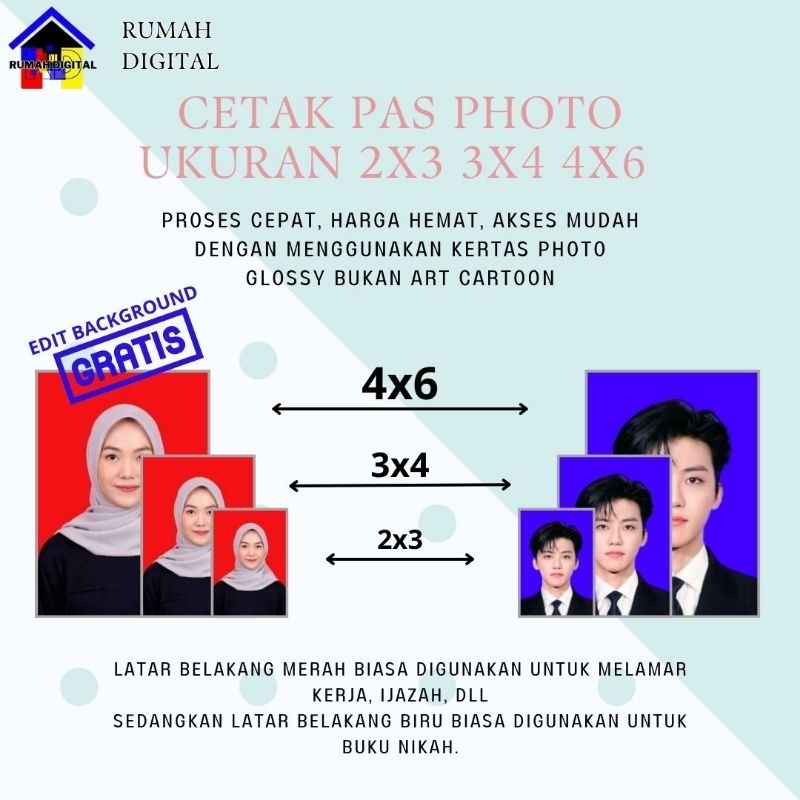Jual (Paket Pas Photo) Pra Nikah Atau Melamar Kerja Ukuran 2x3 3x4 4x6 ...