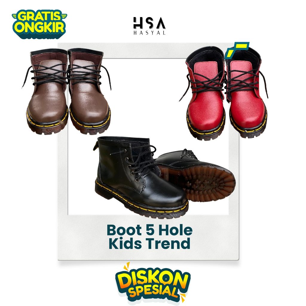 Jual Sepatu Anak Boots 5 Hole Docmart Nyaman dipakai |Bisa COD ...