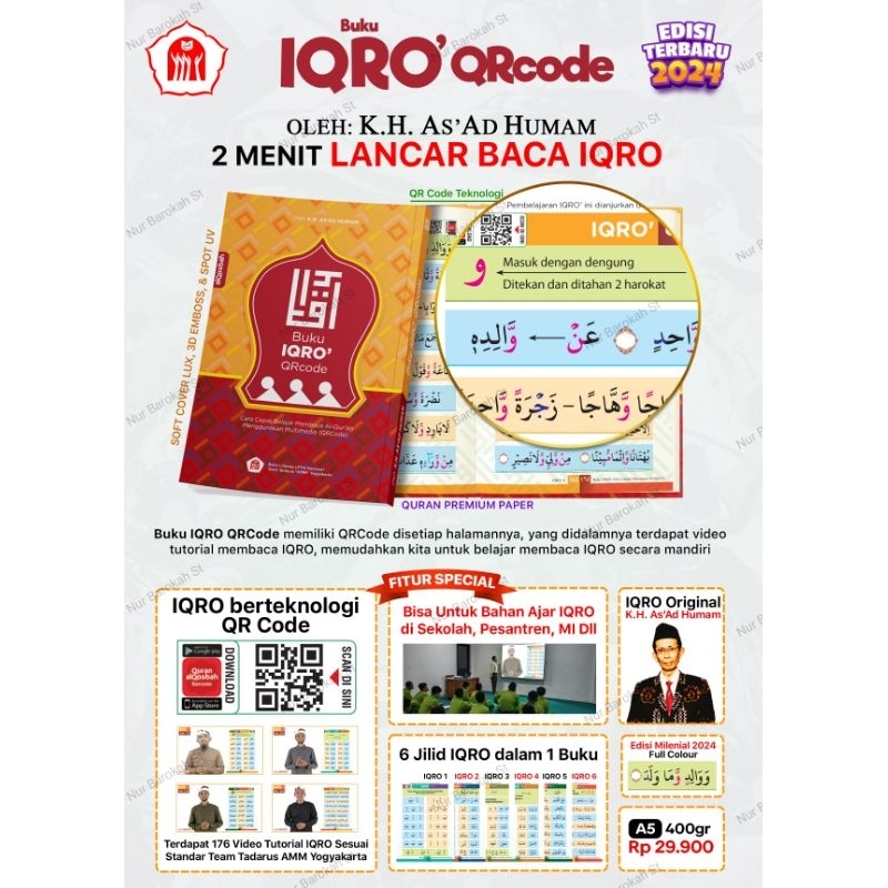 Jual Buku IQRO QR-Code Edisi Milenial 2024 Full Colour (Jilid 1 - 6 ...