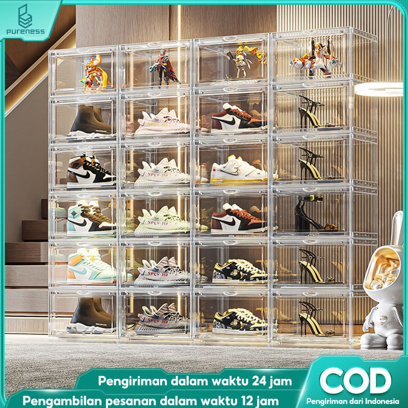 Jual Kotak Sepatu Plastik Sneaker Stackable Storage Box Kotak ...