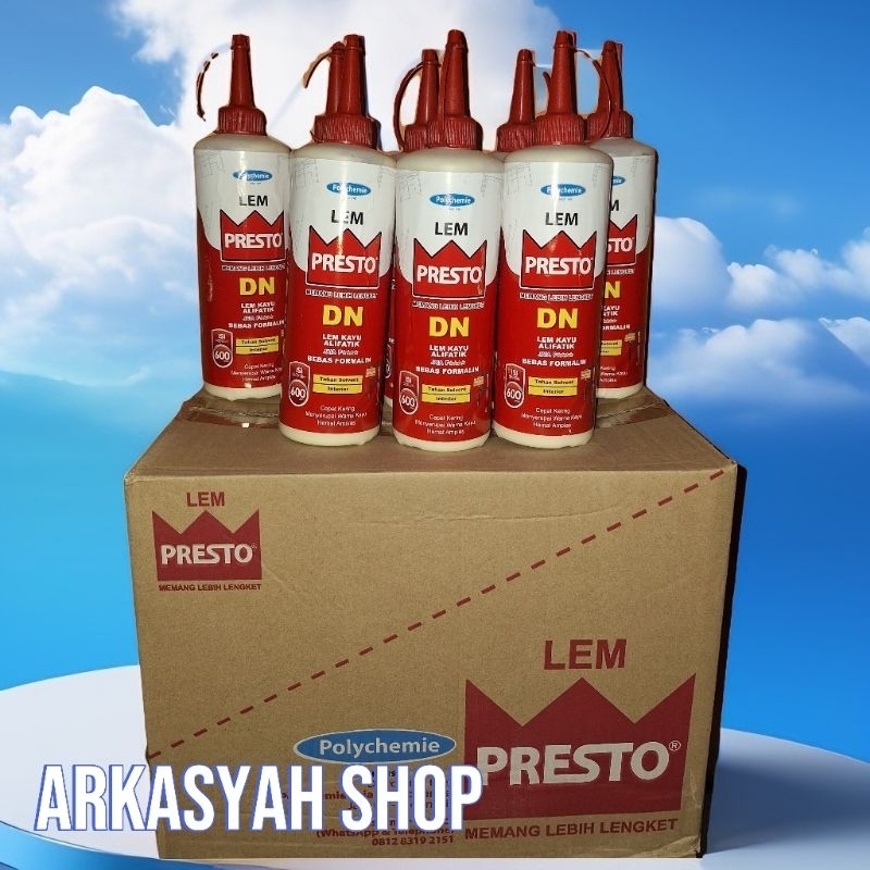Jual LEM PRESTO ALIFATIK DN 600 GRAM 8 BOTOL (LEM KAYU LEM SUPER ...