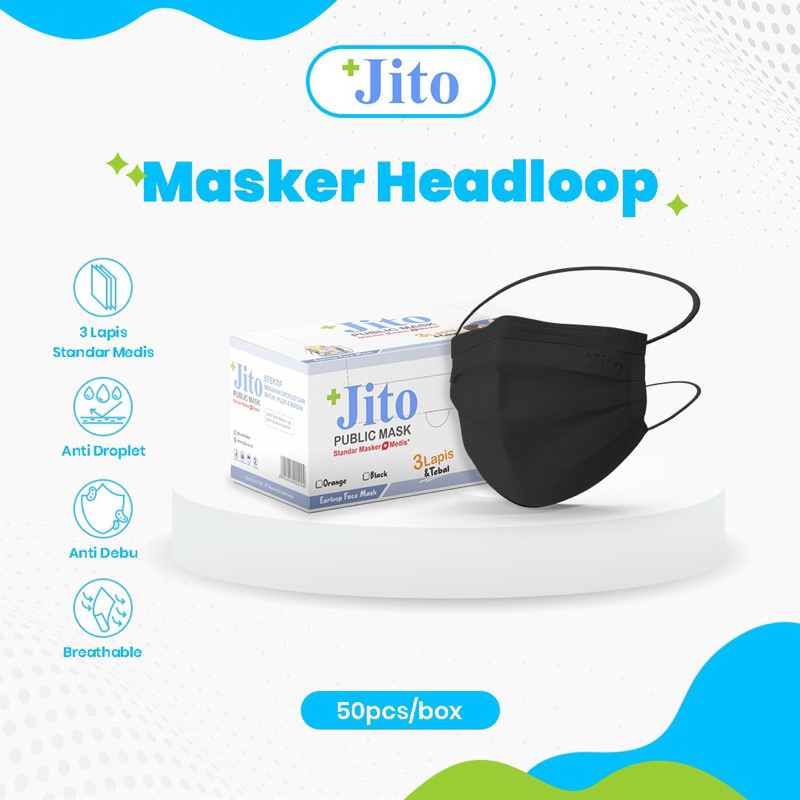 Jual JITO Masker Medis 3 Ply Hijab Hitam - Box isi 50 pcs | Shopee ...