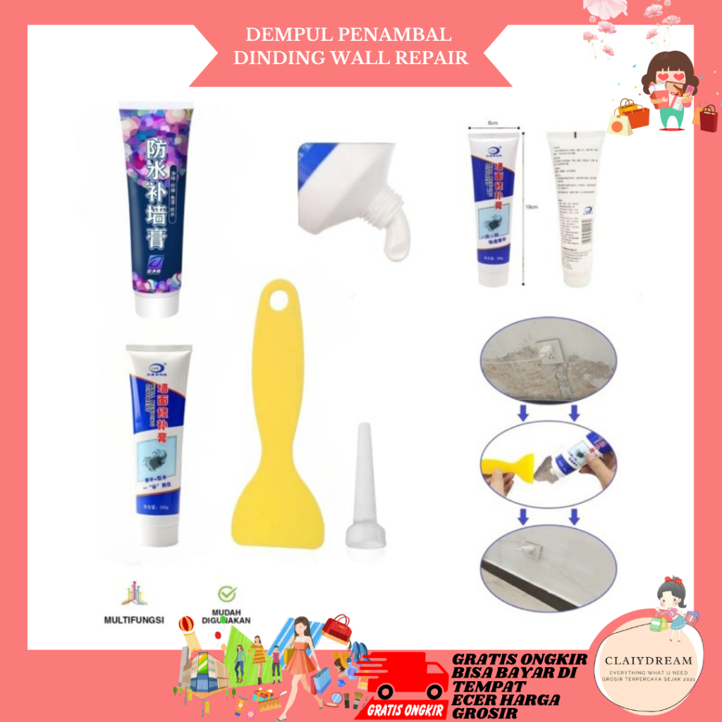 Jual CLAIYDREAM PASTA DINDING TEMBOK DEMPUL PENAMBAL TEMBOK RETAK ...