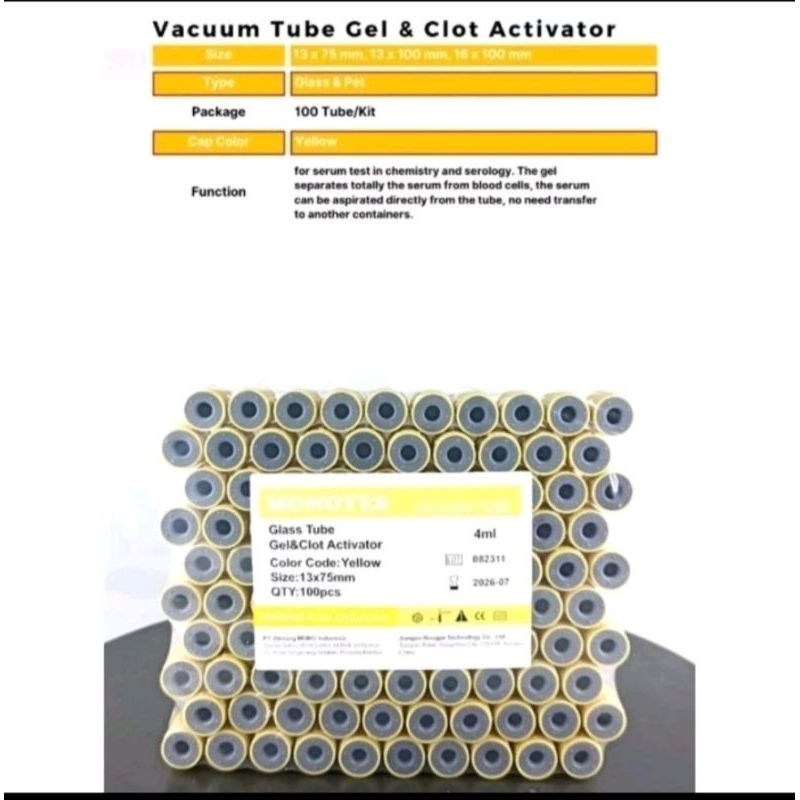 Jual Vacuum gel & Clot 4ml | gel Clot 4ml glass | Tabung gel Clot 4ml ...