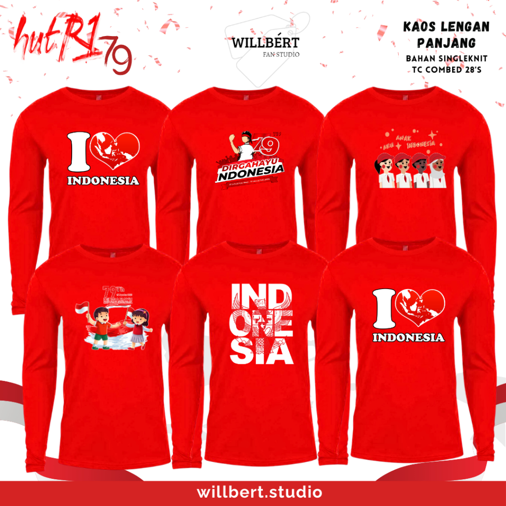 Jual WFS Kaos lengan panjang Dewasa unisex Pria & Wanita HUT RI 79Th Kemerdekaan Indonesia ...