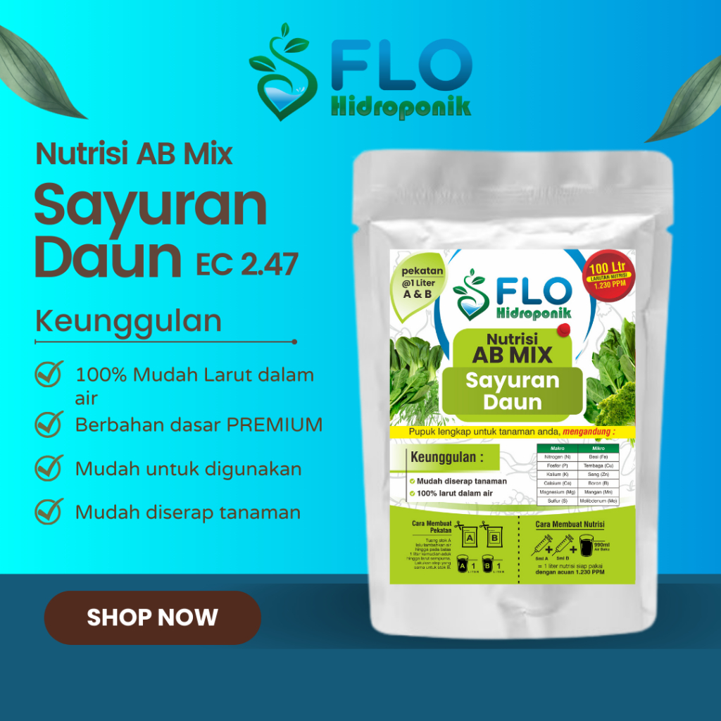 Jual Nutrisi AB MIX Sayuran Daun 1 Liter / 100 Liter Larutan Nutrisi ...