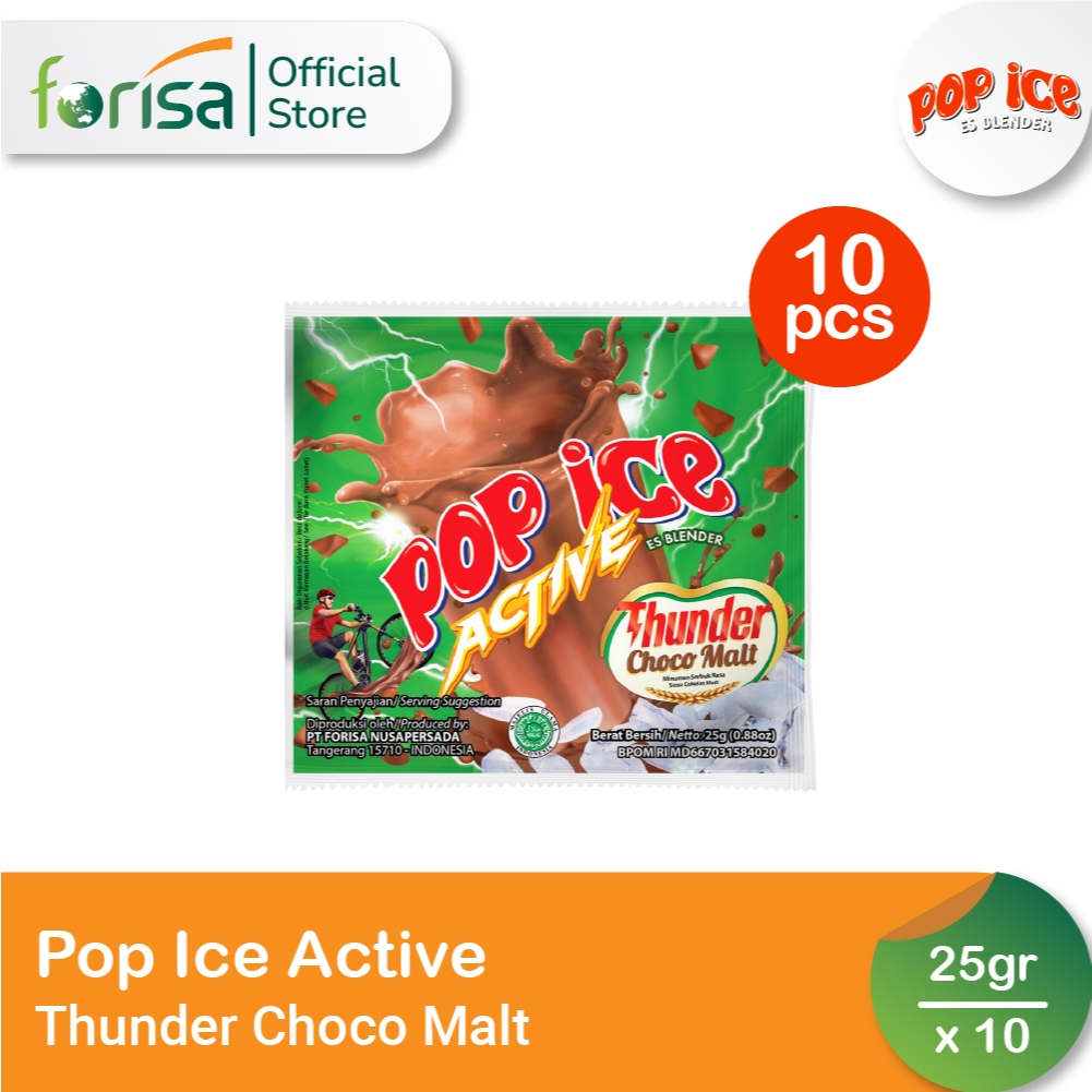 Jual Pop Ice Milk Shake Powder Active Choco Malt 25 gr 10 Pcs | Shopee ...