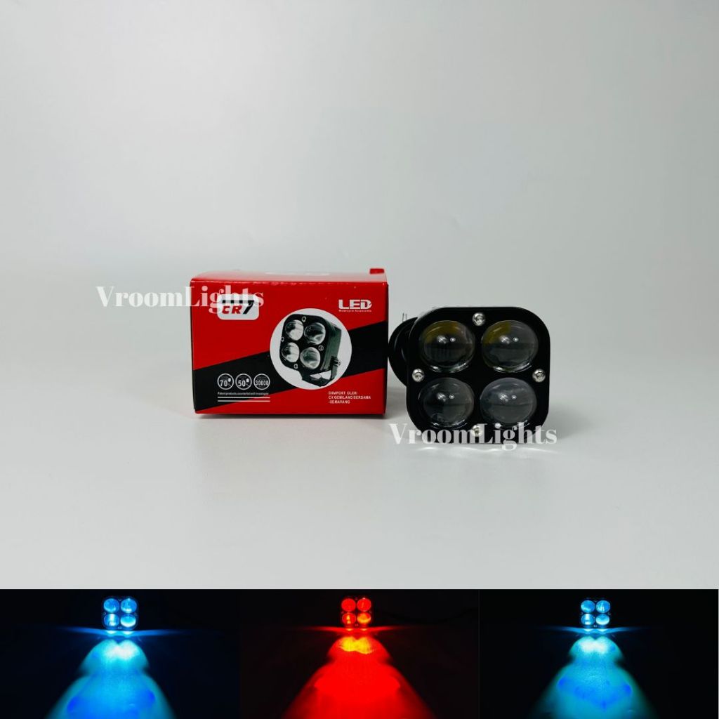 Jual Lampu Tembak CR7 Terbaru Mini 4 Mata Cahaya Laser Putih Kuning LED D3 Plus Devil Model ...