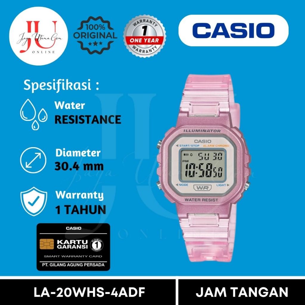 Jual Casio General LA-20WHS-4ADF Digital Dial Pink Transparent Resin Band | Shopee Indonesia