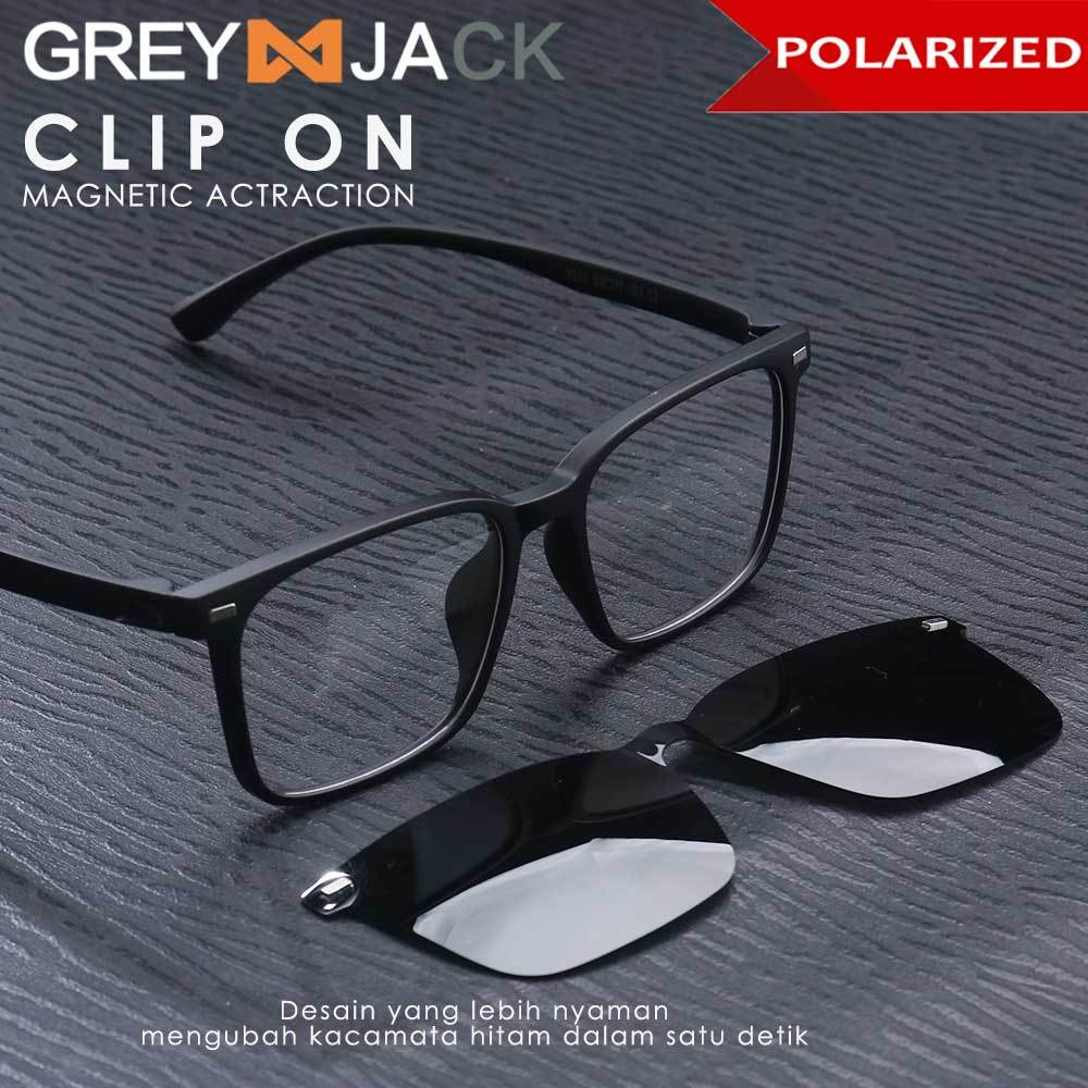 Jual Grey Jack Frame Kacamata Clip On Model Kotak Free Lens Polarized Bahan Tr90 Pria Wanita ...