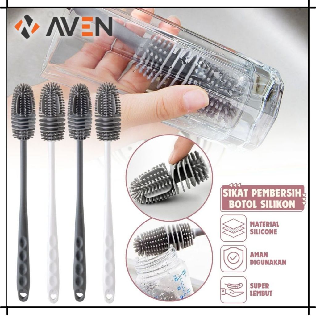 Jual AVEN Sikat Botol Gagang Panjang Silikon Bulu Halus Flexible ...