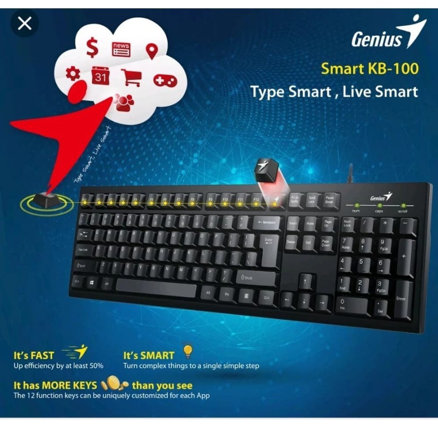 Jual Keyboard Wired Genius KB-100 (Wired Smart Keyboard) | Shopee Indonesia