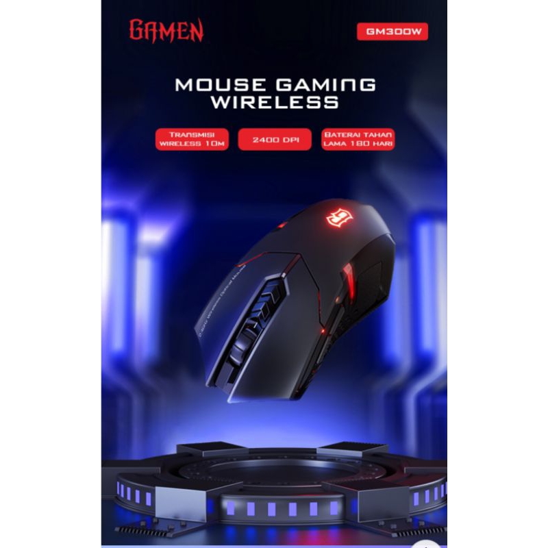 Jual GAMEN Gaming Wireless Mouse GM300W Ergonomic Design 2400 DPI ...