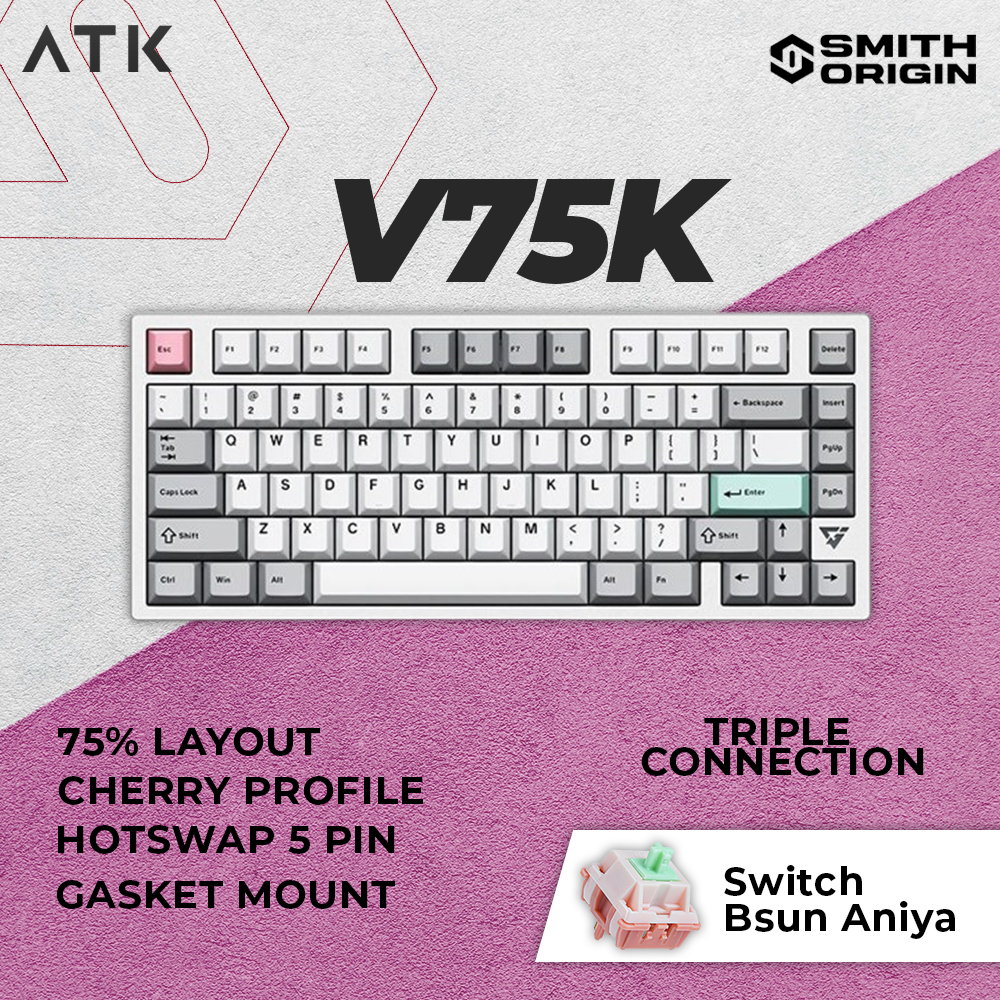 Jual VGN VXE ATK V75K SILVER ANIYA SWITCH ALUMINIUM WIRELESS MECHANICAL KEYBOARD | Shopee Indonesia