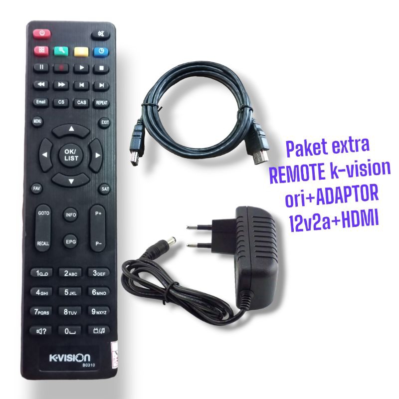 Jual adaptor charger 12v plus remot remote k-vision original plus kabel ...