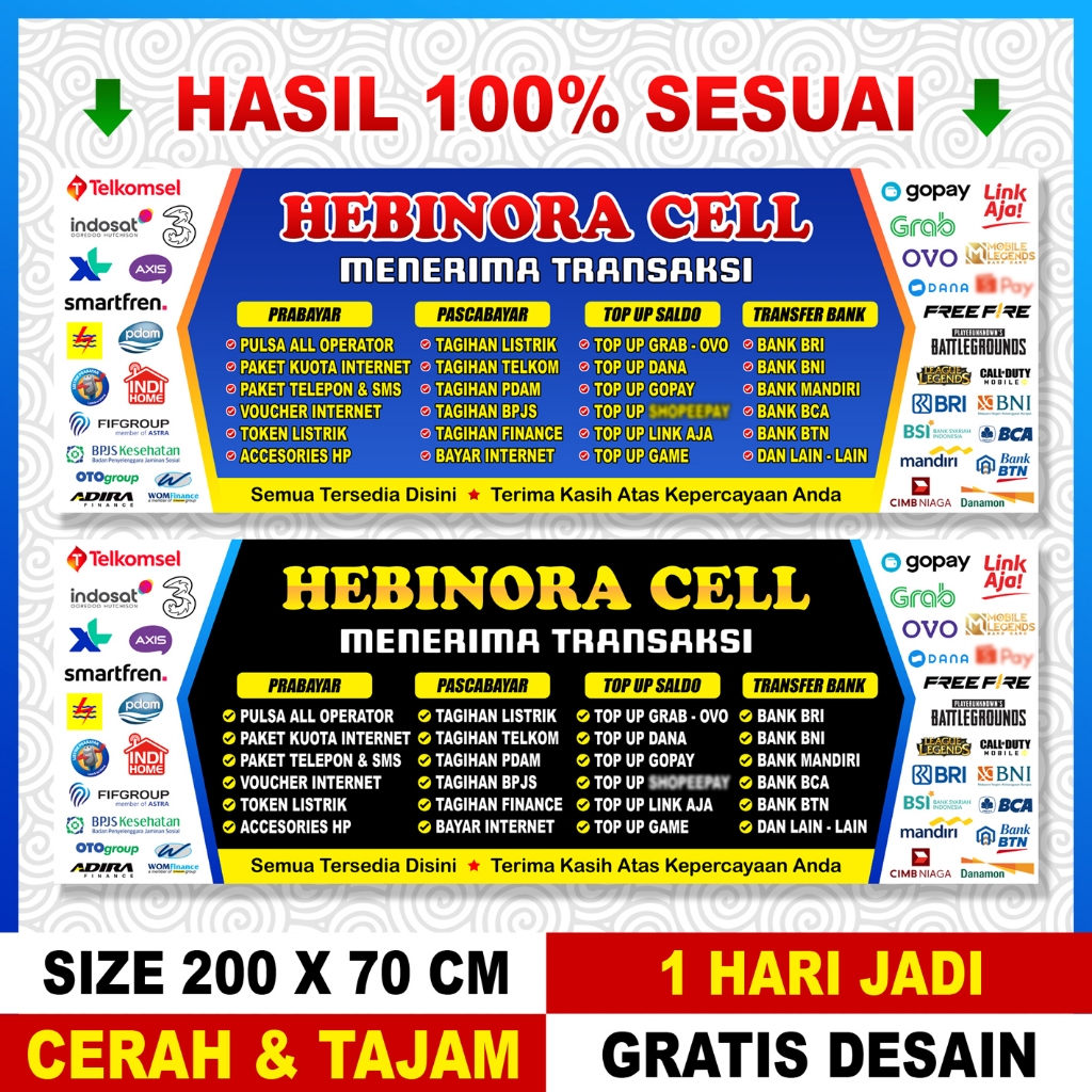 Jual BANNER SPANDUK KONTER PULSA AGEN BRILINK PPOB LENGKAP JUMBO ...