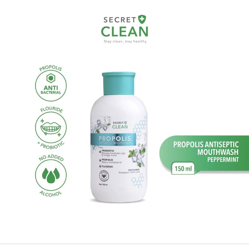 Jual Secret Clean Propolis Antiseptic Mouthwash Peppermint 150ml ...