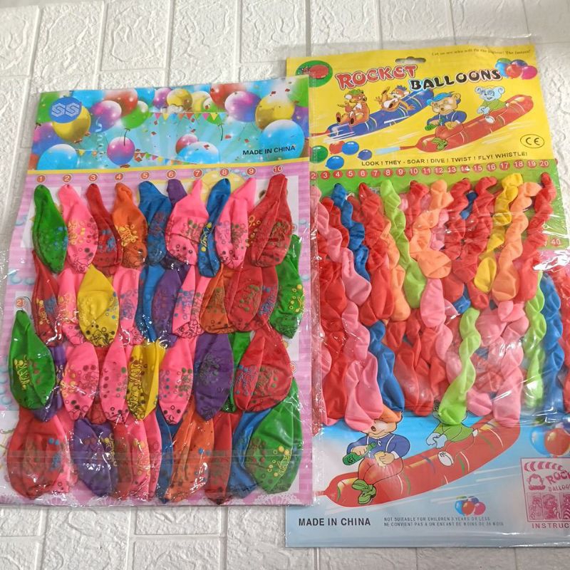 Jual Balon papan/balon lembaran aneka motif dan warna isi 40 pcs ...