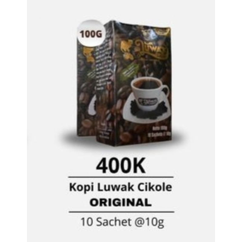 Jual KOPI LUWAK CIKOLE ORIGINAL Satu BOK isi 10 Sacet @10g | Shopee ...