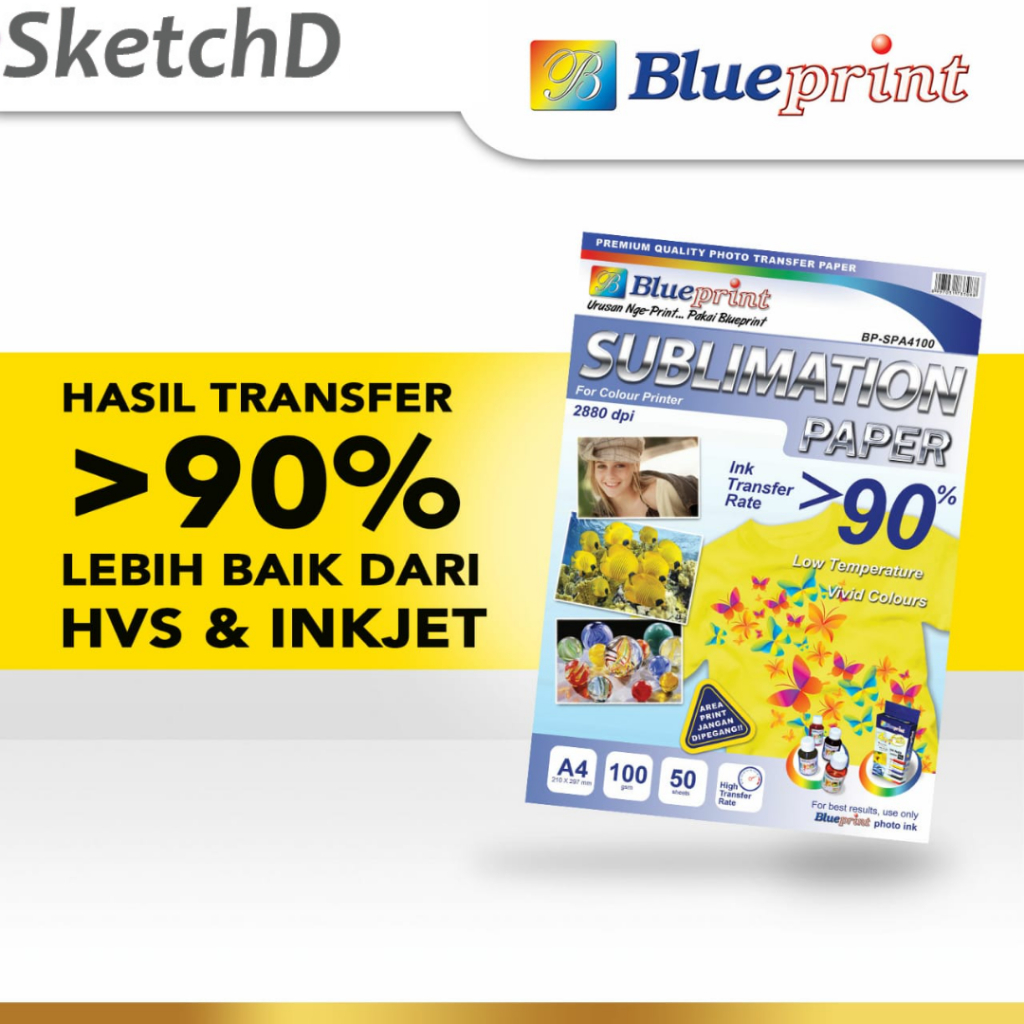 Jual Kertas Sublim A4-100 Blueprint Transfer sublime paper isi - 50 lbr ...