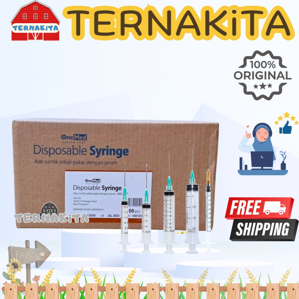 Jual ONEMED SPUIT SYRINGE 1 CC 3 CC 5 CC 10 CC 20 CC 50 CC ML - One Med ...