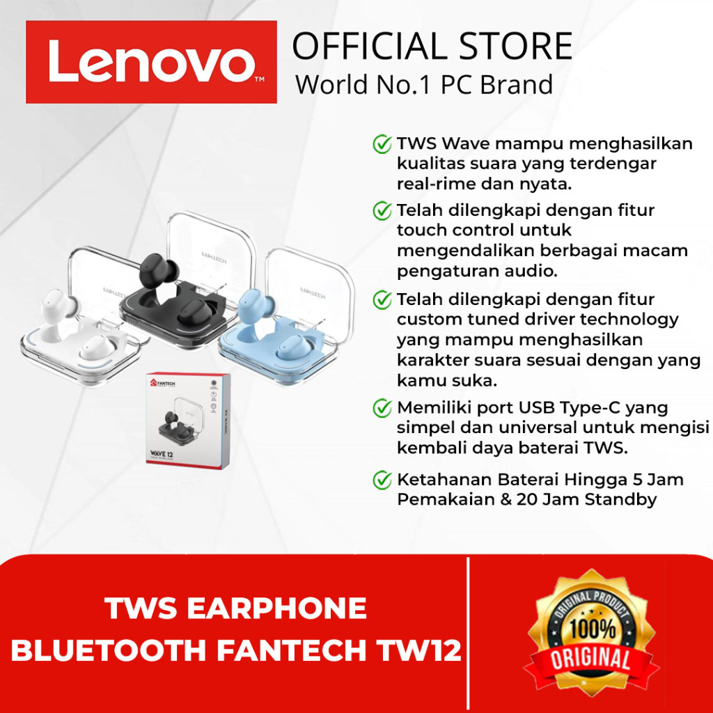 Jual FANTECH TW12 TW-12 WAVE TWS EARPHONE BLUETOOTH TRUE STEREO ...