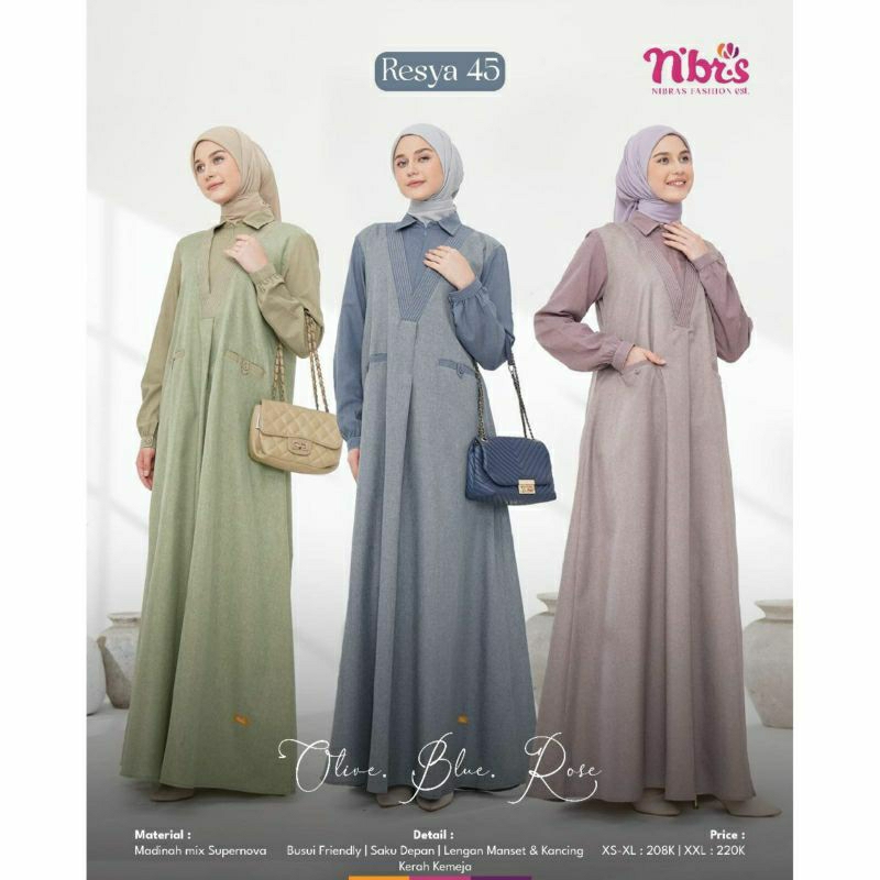 Jual Koleksi Nibras Terbaru RESYA 45 Gamis Original Nibras Resya 45 ...