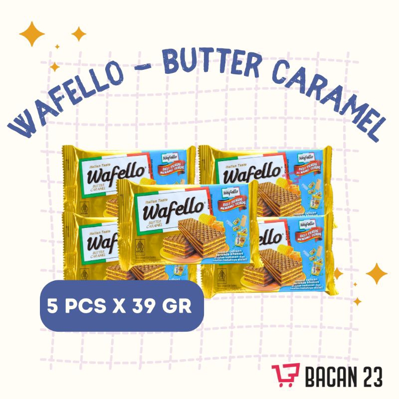 Jual Wafer Wafello Butter Caramel (5 pcs x 43 gr) Wafer Krim Karamel ...