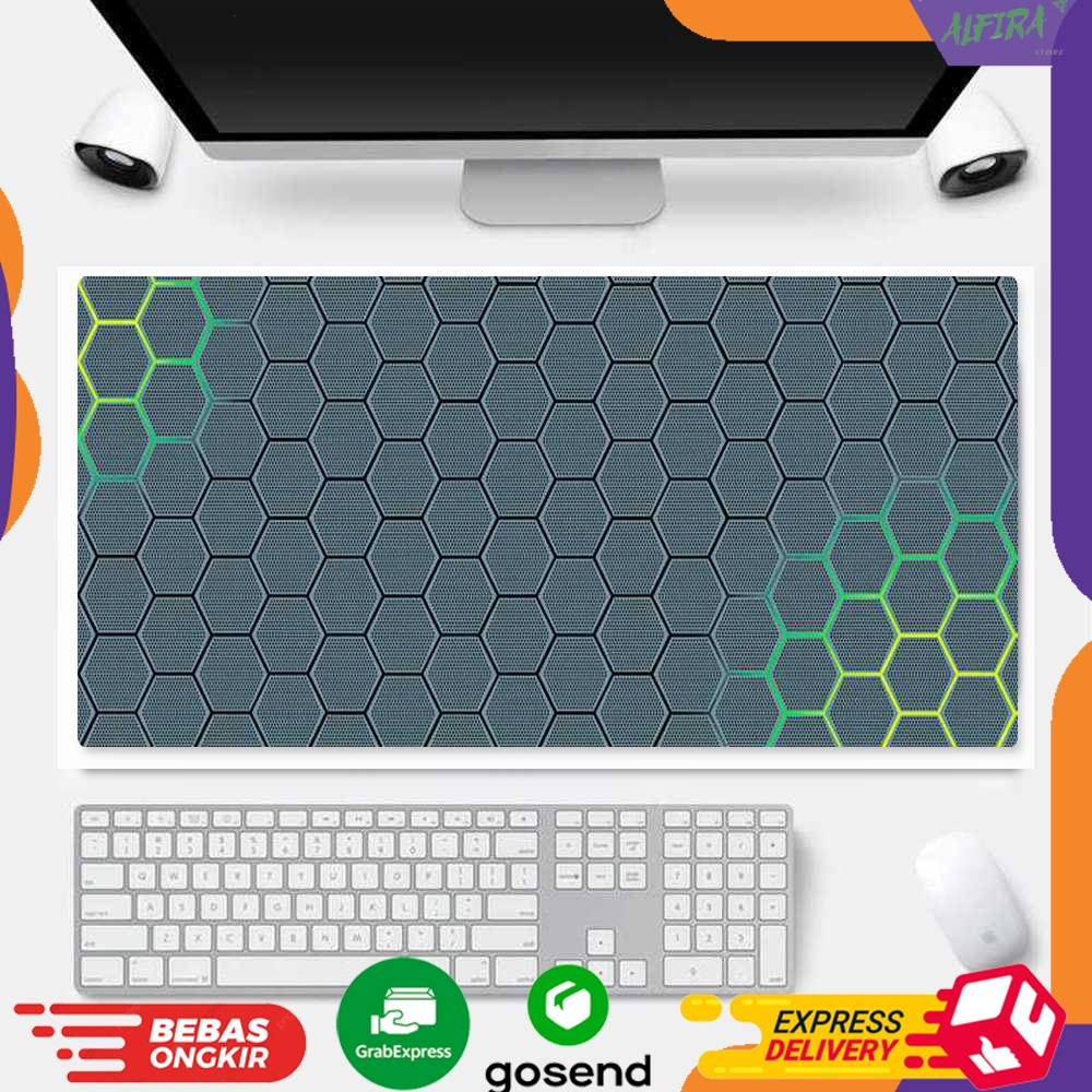 Jual Gaming Mouse Pad XL Anti Slip Desk Mat 800x400x2mm Motif Hexagon ...