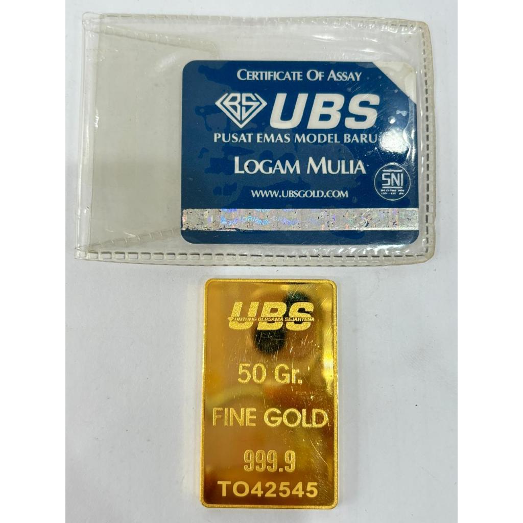 Jual 50 GRAM LM LOGAM MULIA EMAS UBS SERTIFIKAT ASLI ORI LOGO SNI 24K ...