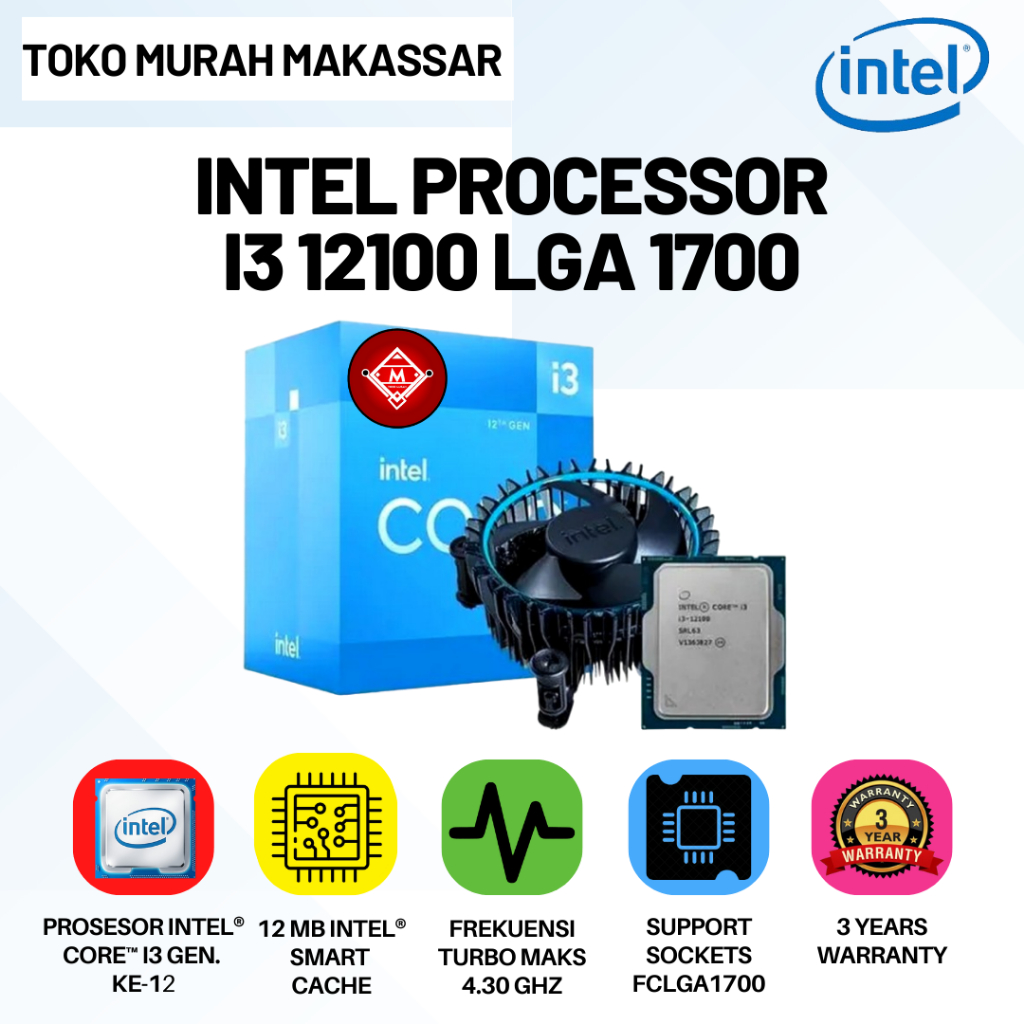 Jual INTEL PROCESSOR I3 12100 LGA 1700 / PRO55-INL | Shopee Indonesia