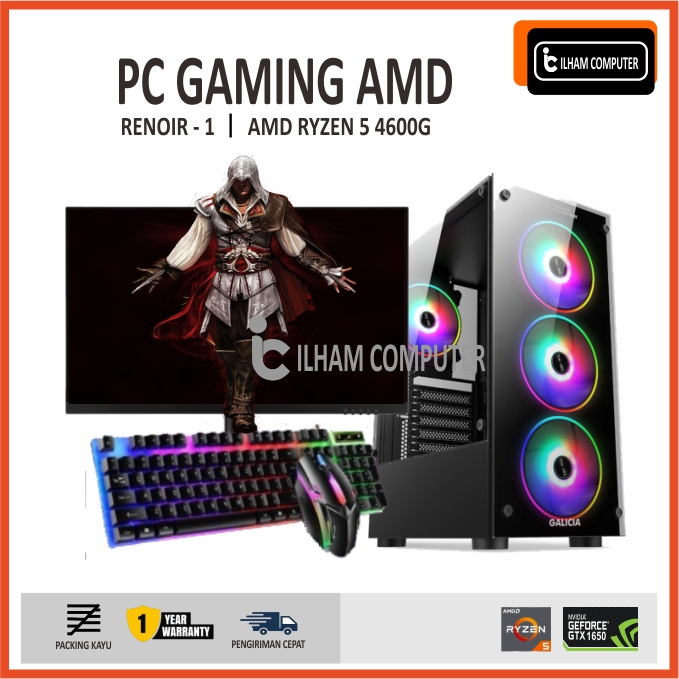 Jual PC GAMING FULL SET RYZEN 5 4600G VGA GTX 1650 4GB DDR4 16GB SSD ...