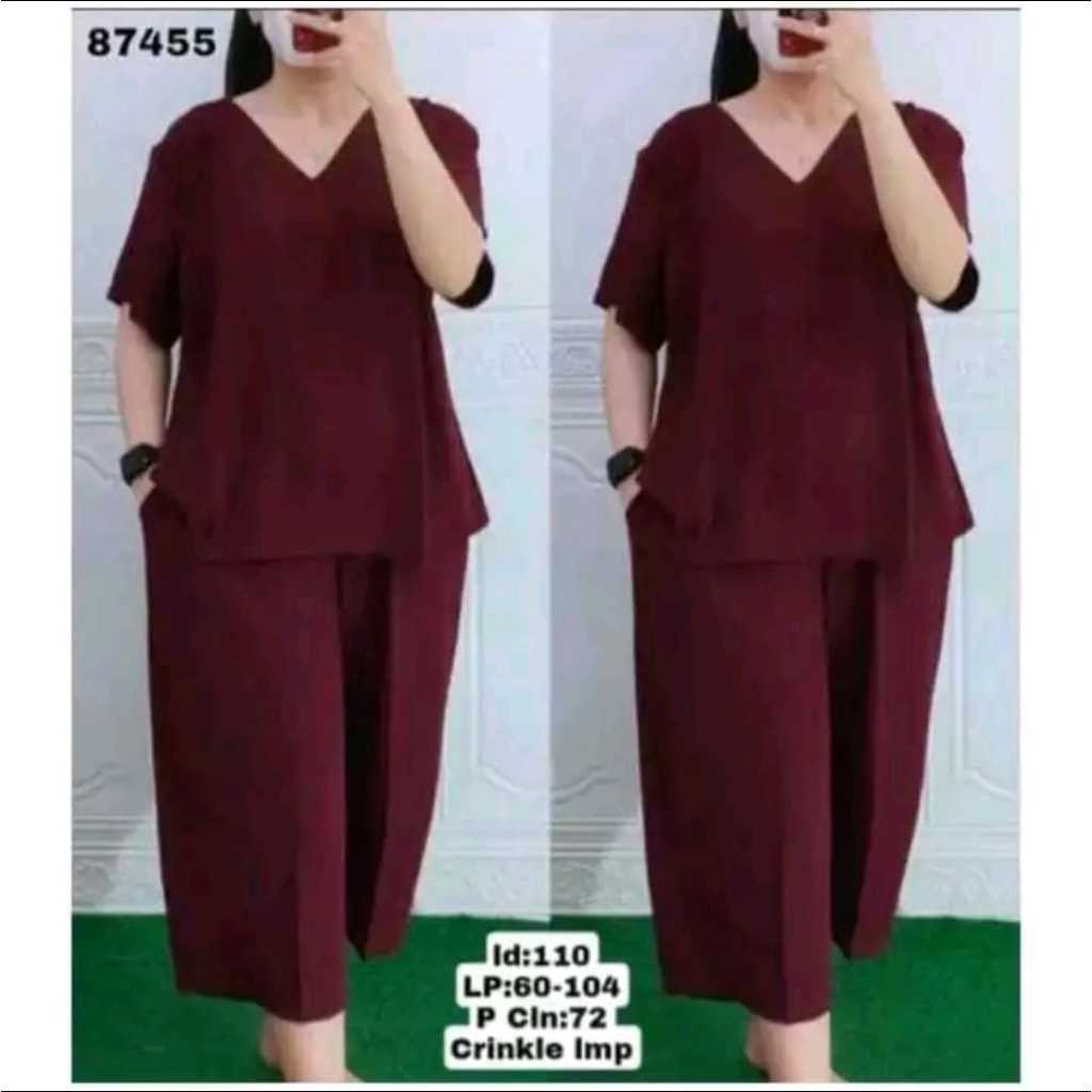 Jual Pakain wanita bahan Crinkle Airflow / Setelan Baju Wanita Kekinian / One Set Crinkle ...