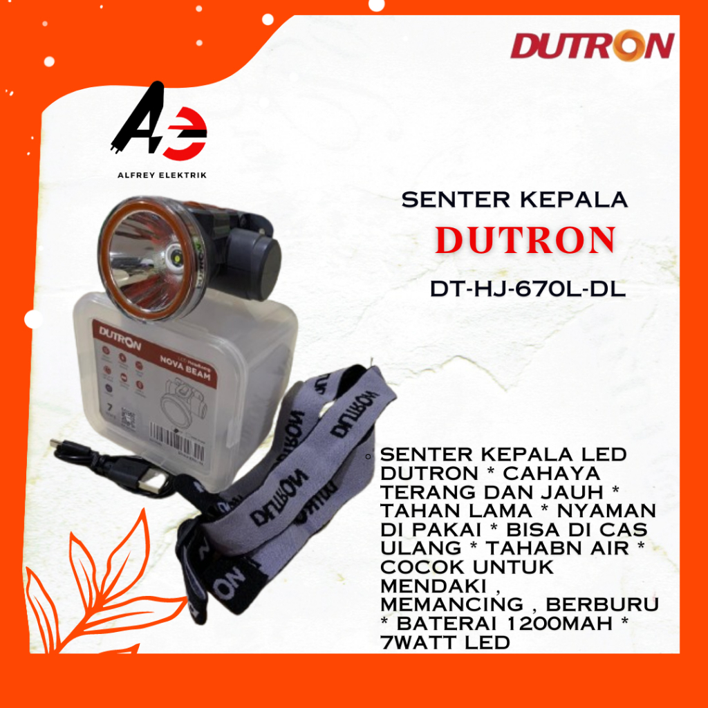 Jual Senter Kepala Dutron LED 7watt Nova Beam Daylight | Shopee Indonesia