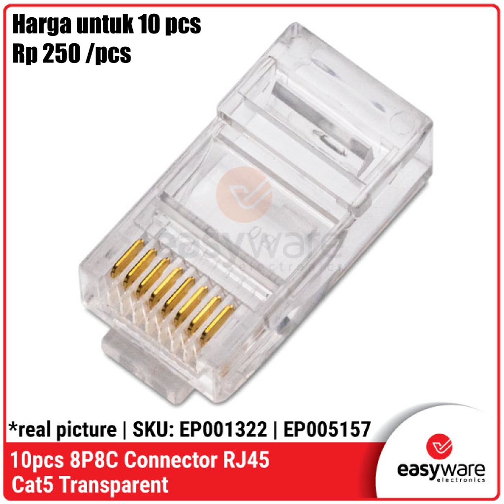 Jual 10pcs RJ45 Cat5 Cat5e Ethernet Connector RJ 45 RJ45 8P8C | Shopee Indonesia