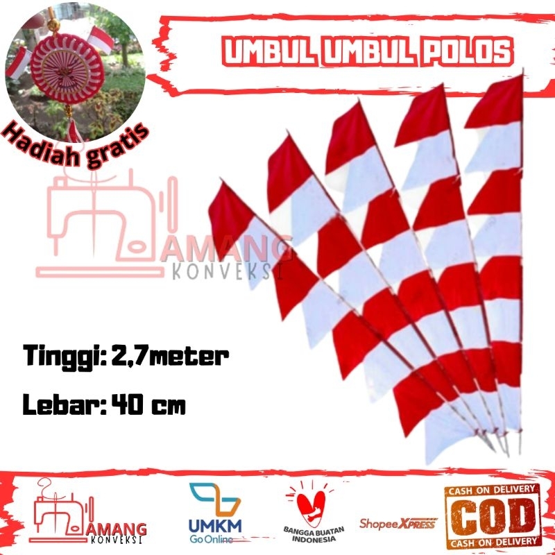 Jual BENDERA MERAH PUTIH/UMBUL UMBUL MERAH PUTIH POLOS/UMBUL UMBUL WARNA WARNI POLOS | Shopee ...