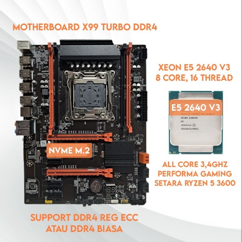 Jual Bundle Motherboard X99 + Xeon E5 V3/V4 (setara Ryzen 5 3600/i7 ...