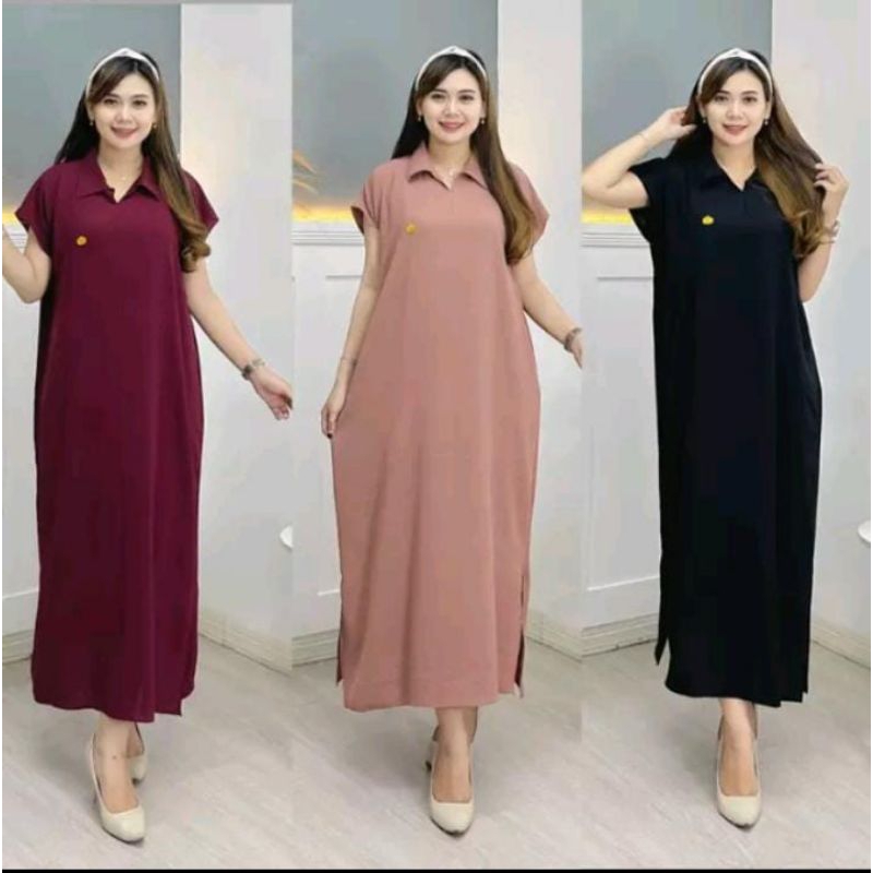 Jual Daster Aletha Dress Wanita Kerah Collar Bahan Crinkle Airflow Ld ...